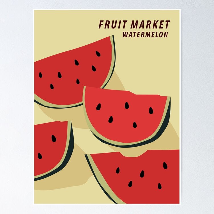 Poster Fruit market print, Watermelon, Exhibition, Tropical, Food art ...