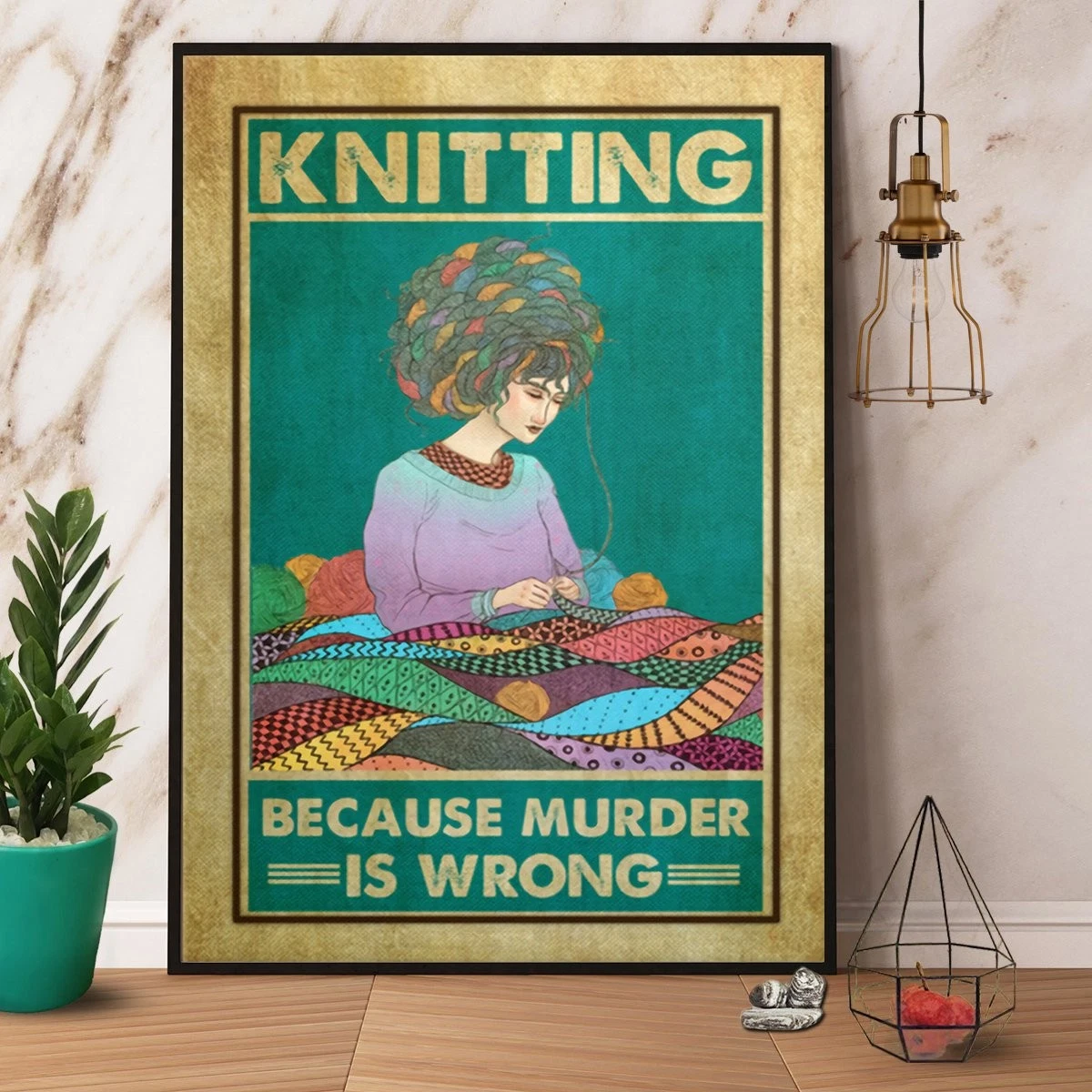 Poster Funny Knitting Because Murder Is Wrong Paper Matte Wall Art ...