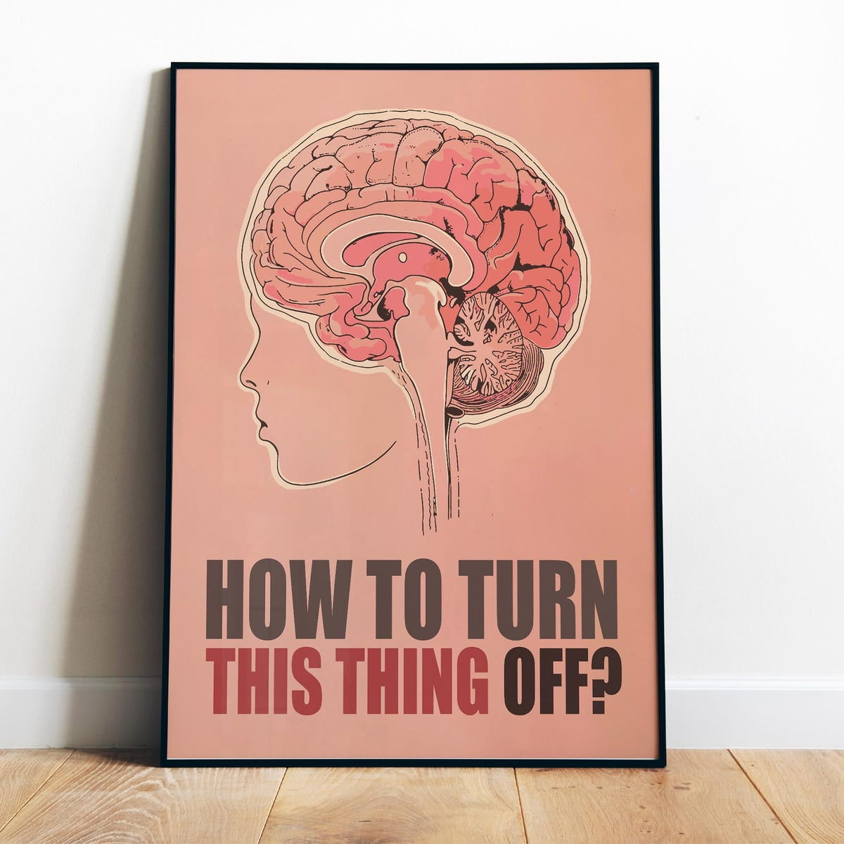 Poster Funny Pink Poster Retro Brain Art Digital Print Dorm Room Wall ...