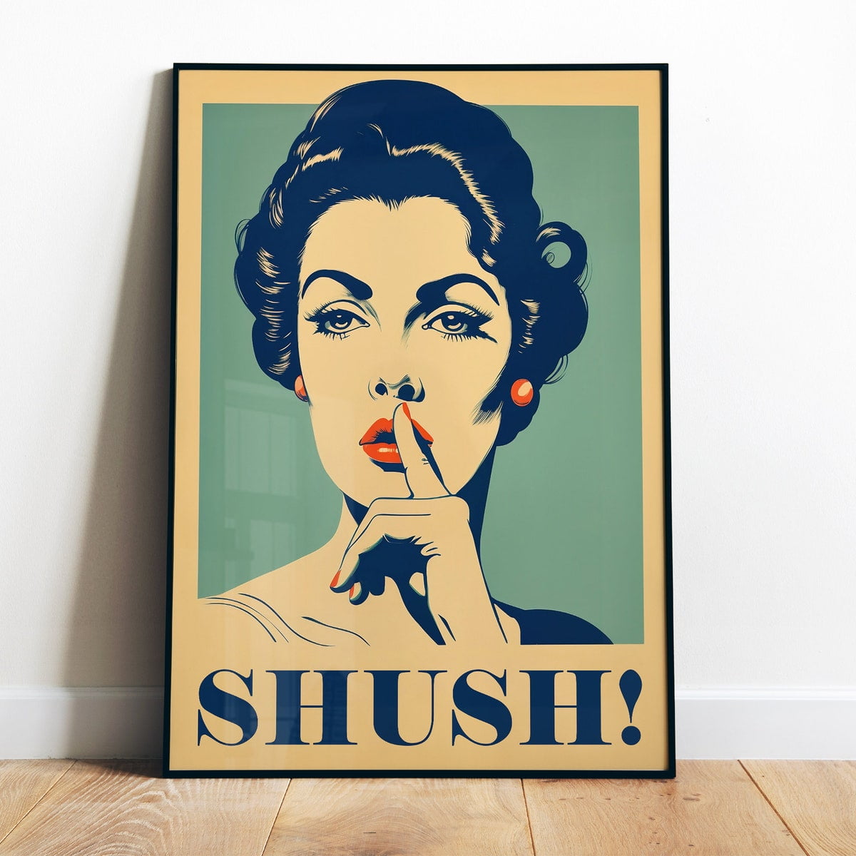 Poster Funny Poster Printable Shh Poster Retro Wall Art Silence Digital ...