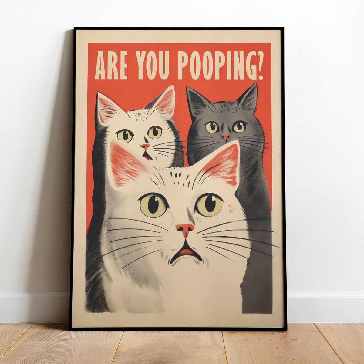 Poster Funny Toilet Cat Prints For Bathroom Wall Art Are You Pooping ...