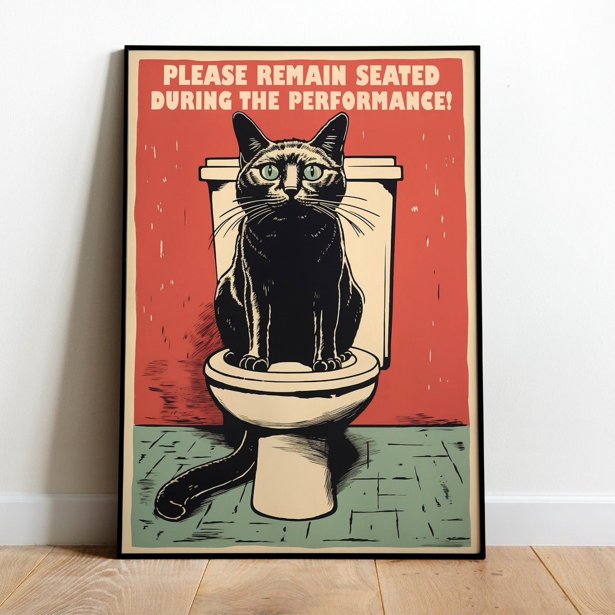 Poster Funny Toilet Printable Cat On The Toilet Print Funny Toilet Cat Art Print Wc Poster ...