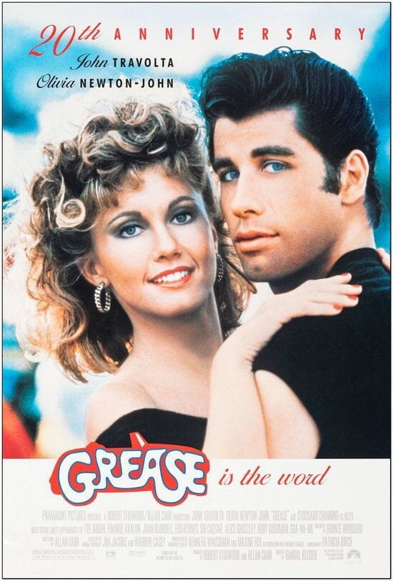 Poster GREASE - 20th Anniversary - 1998 - Original rolled movie Poster - JOHN TRAVOLTA, Olvia ...