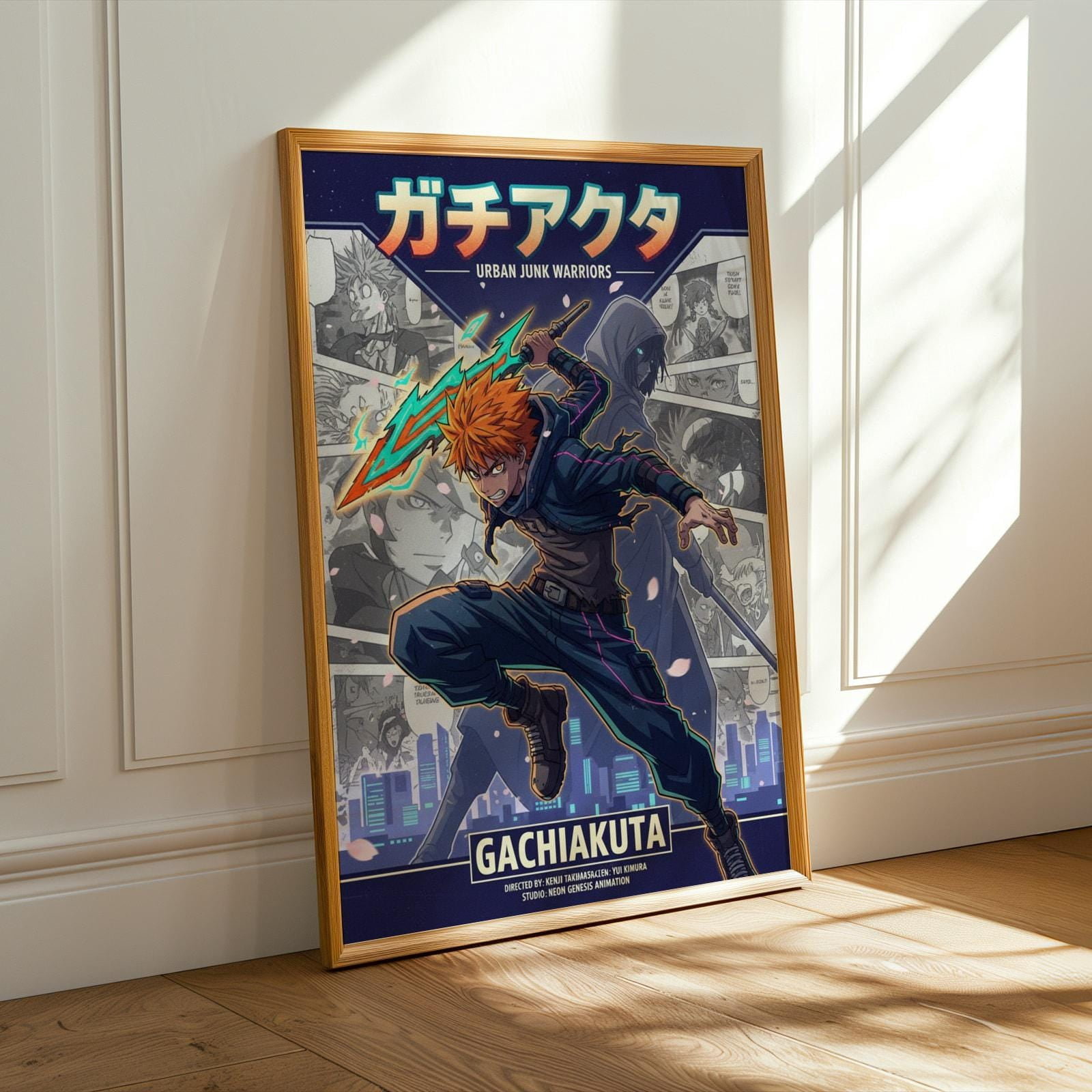 Poster Gachi Akuta Art Print - Cel-Shading, Clean Linework, Orange And ...