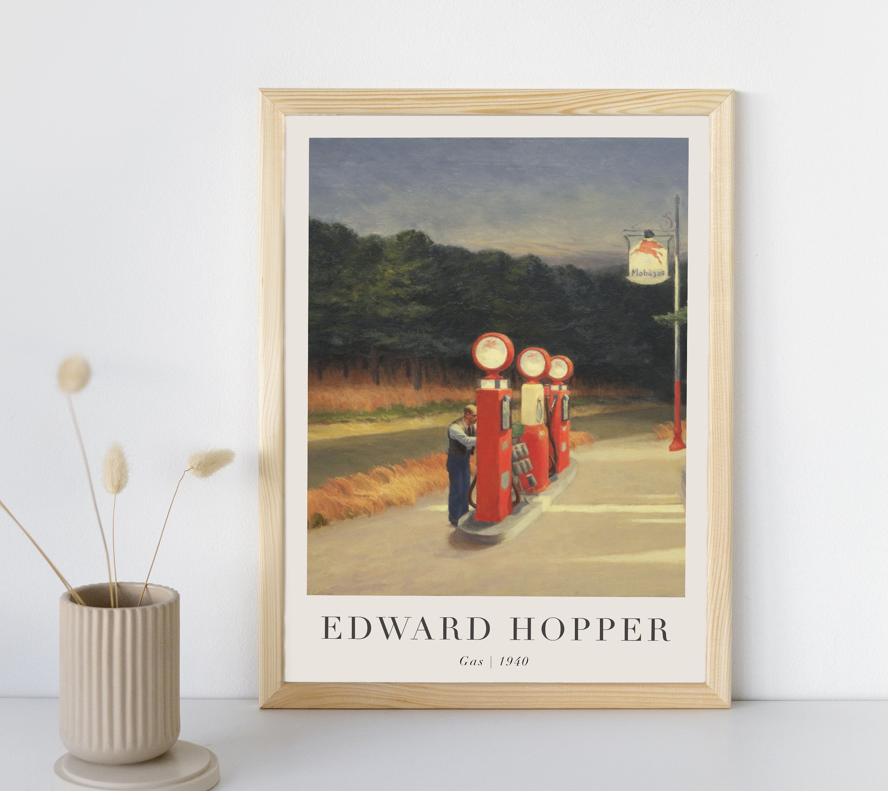 Poster Gas Station Painting with Text, Edward Hopper, Wall Art Decor ...