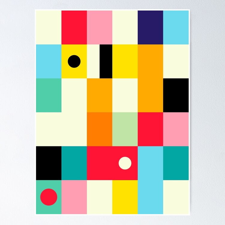 Poster Geometric Pattern | Retro Arcade Video Game | Abstract Shapes ...