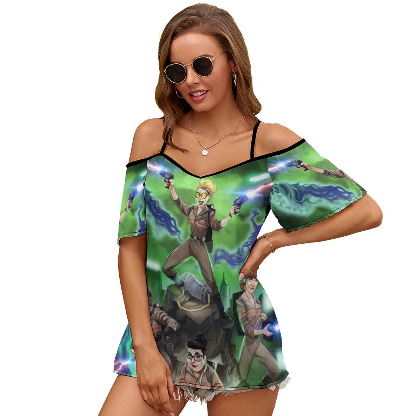 Poster Ghostbusters Cold Shoulder T-Shirt For Womens Short Sleeve Off ...