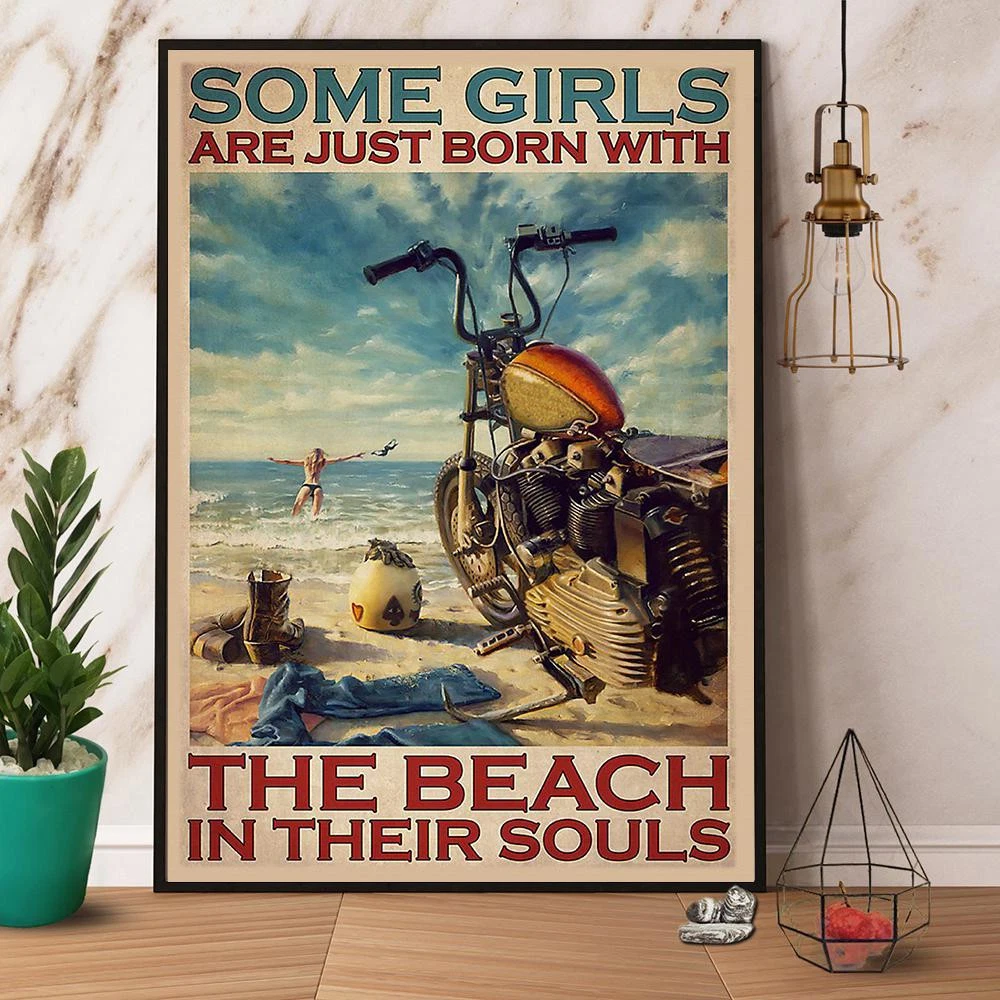 Poster Girl Motorcycles Beach Some Girl Are Just Born With The Beach ...