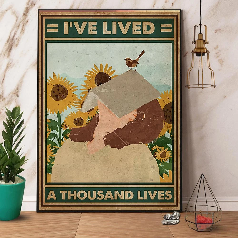 Poster Girl Reads Book Sunflower I'Ve Lived A Thousand Lives Paper No ...