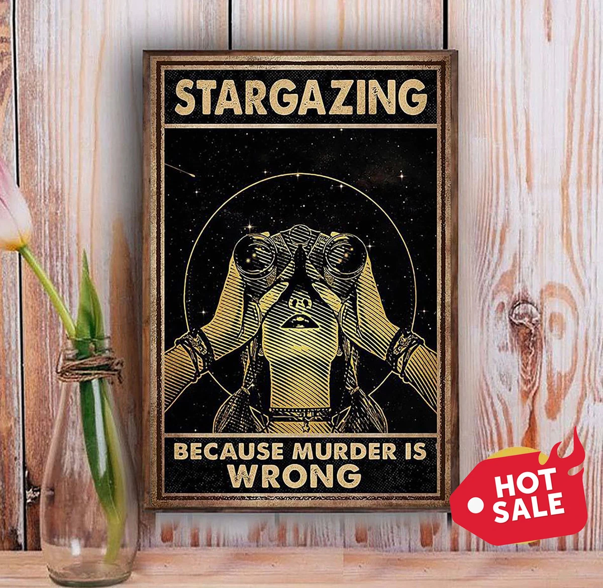 Poster Girl Stargazing Because Murder Is Wrong Wall Art, Unframed ...