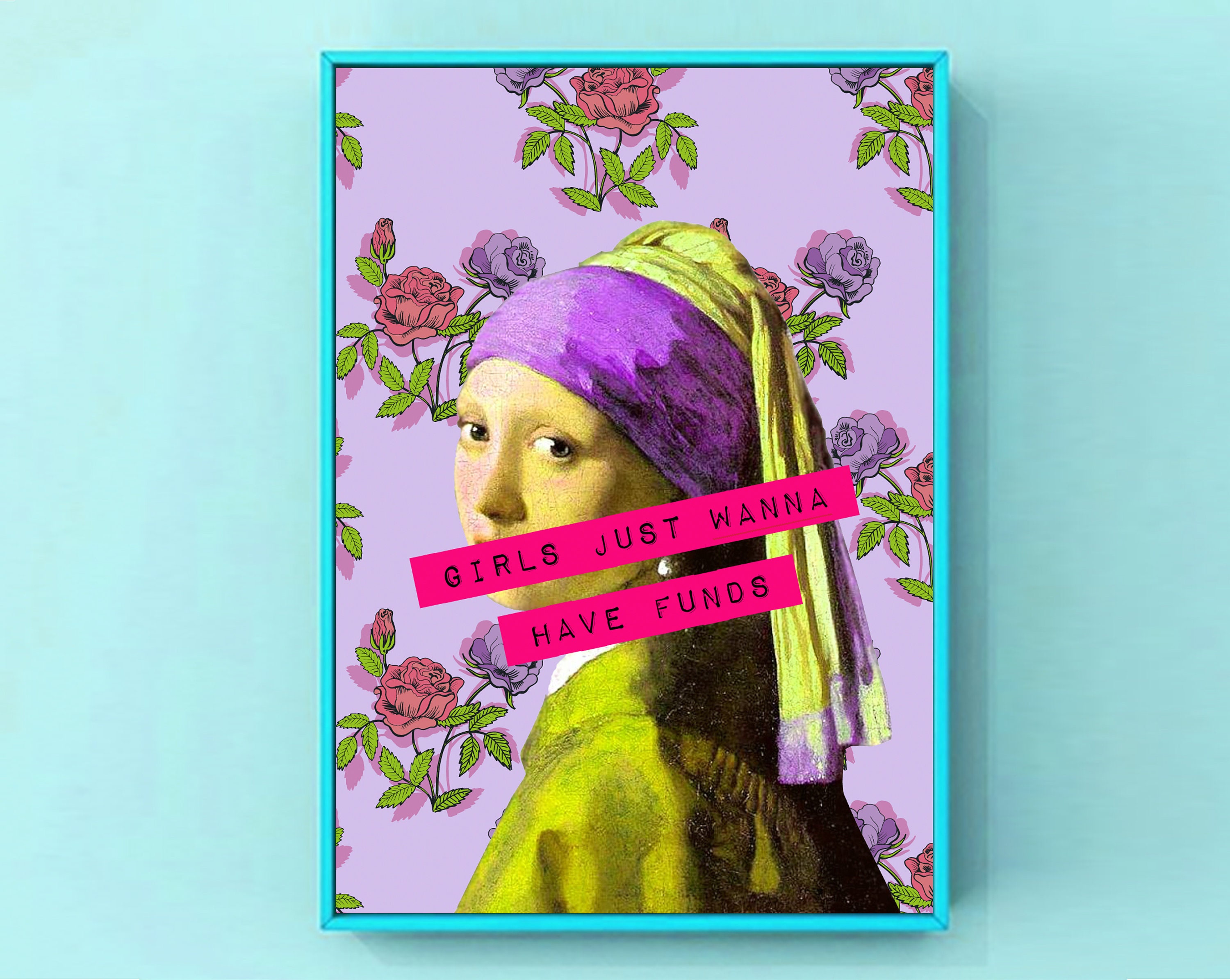 Poster Girls just wanna have funds, Music Print, 80s, Funny, Humorous ...