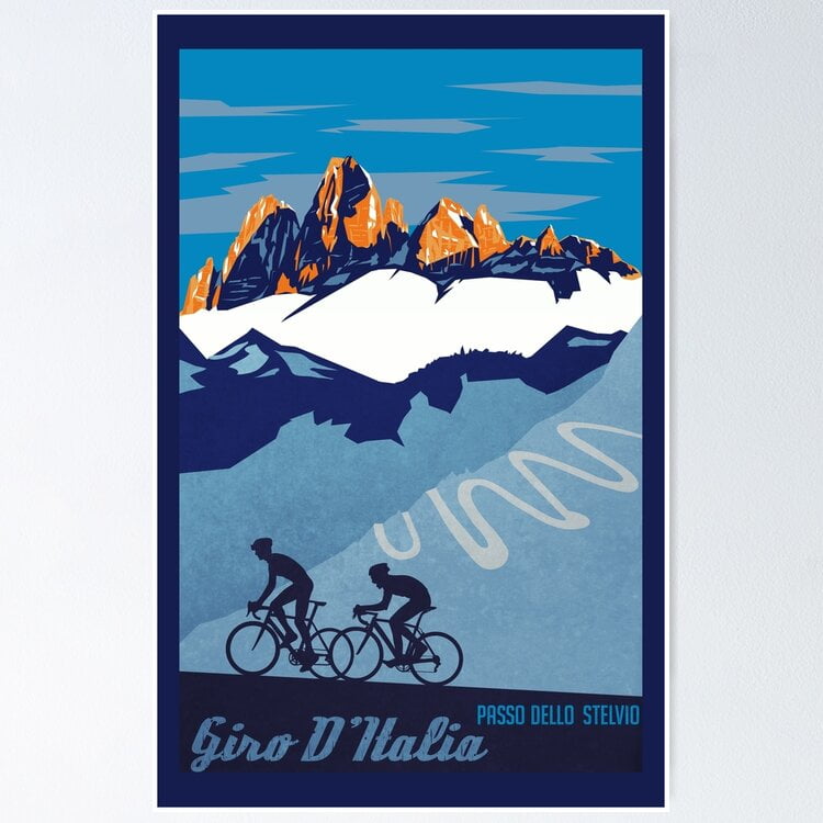 Poster Giro D' Italia Retro Passo Dello Stelvio Cycling Poster No ...