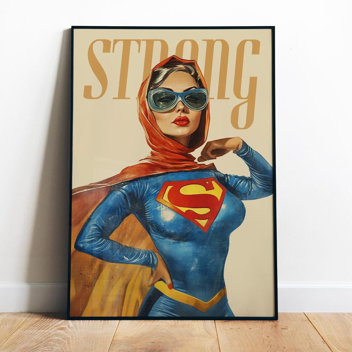 Poster Glamorous Superwoman Art Print Funny Retro Printable Female Gym ...