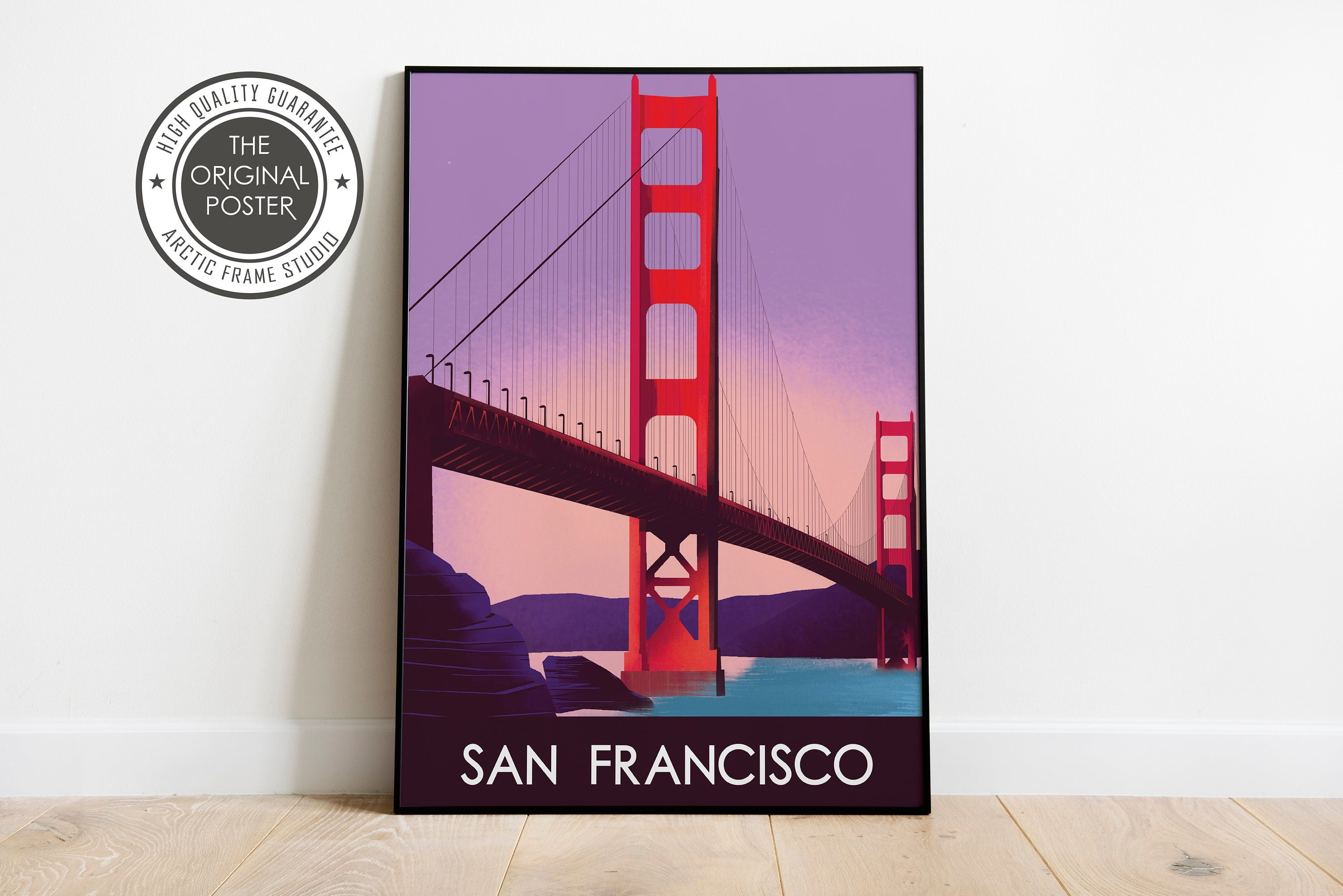 Poster Golden Gate Bridge | Vintage Travel Poster -UNFRAMED - Walmart.com