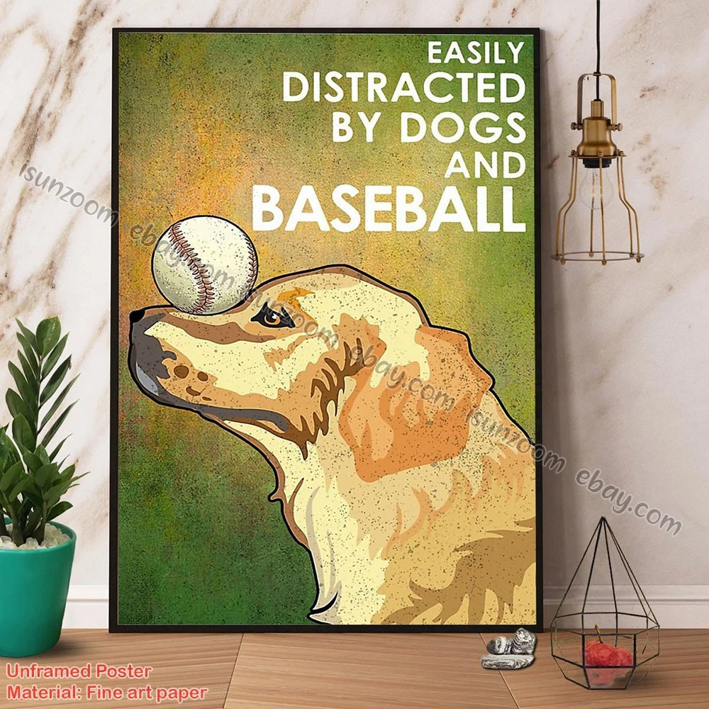 Poster Golden Retriever Easilyistracted Baseball Vertical - UNFRAMED ...