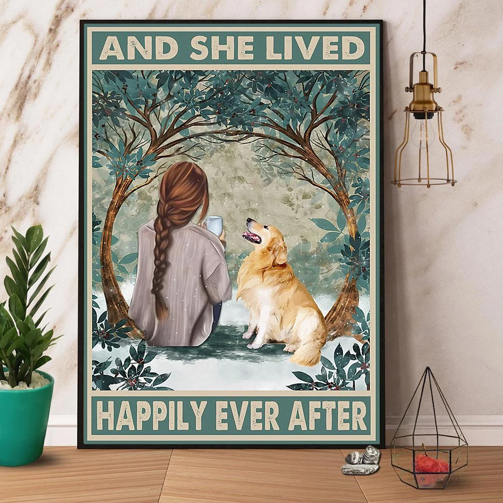Poster Golden Retriever And She Lived Happily Ever After - UNFRAMED ...