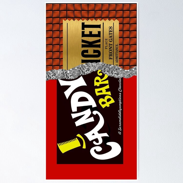 Poster Golden Ticket Chocolate Candy Bar Parody - No Framed, Vintage ...