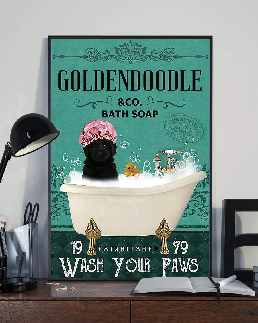 Poster Goldendoodle And Co Bath Soap Wash Your Paws Dog Wall Art ...