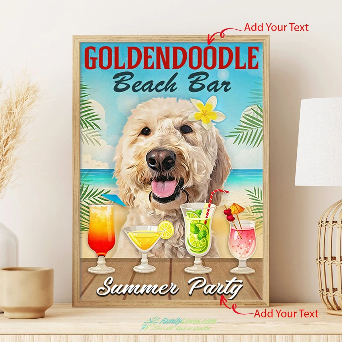 Poster Goldendoodle Beach Bares For Painting Holder Wall Art, Unframed ...
