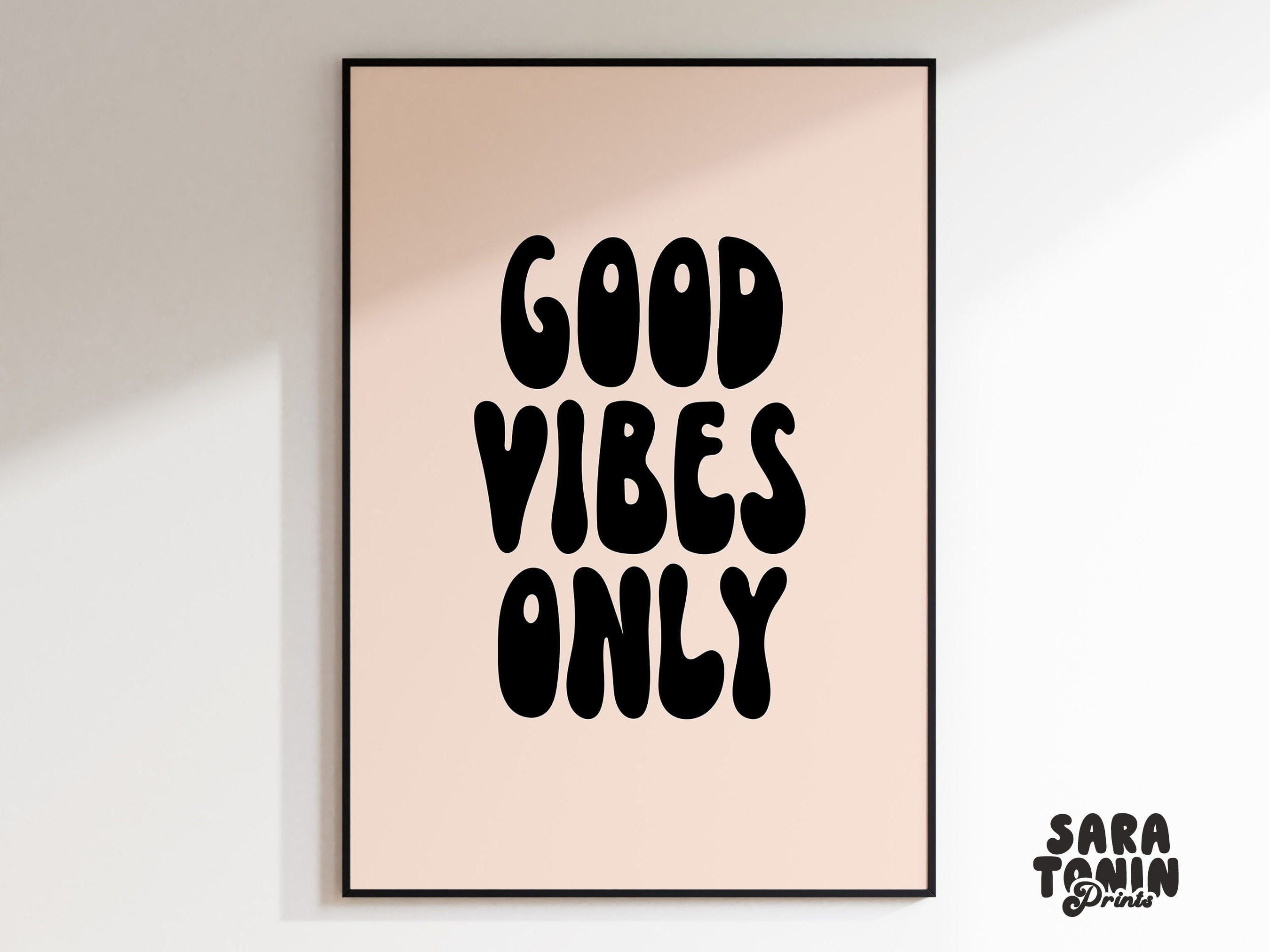 Poster Good Vibes Only Print | Black Version | Retro Poster -UNFRAMED ...