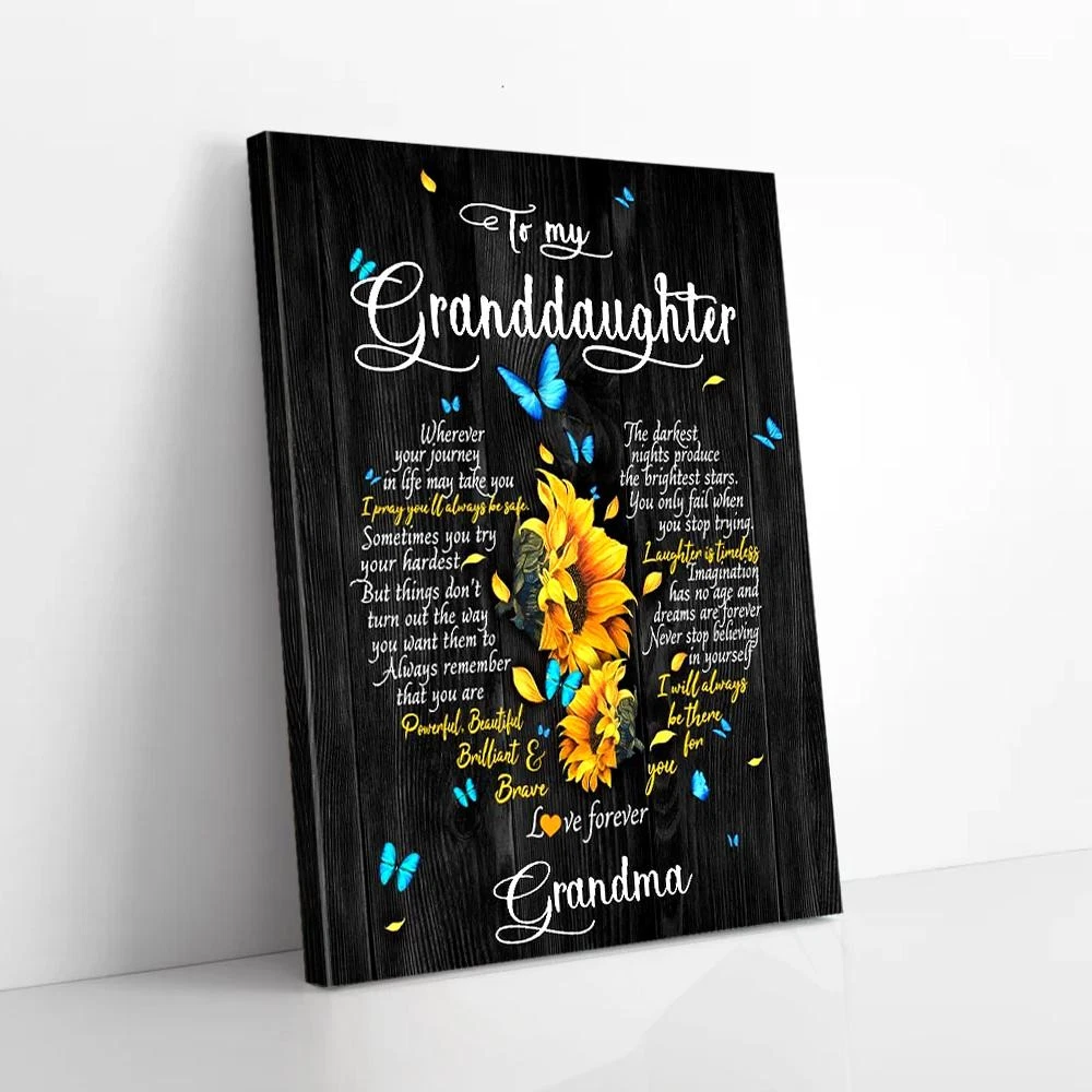 Poster To My Granddaughter Grandma Sunflower- UNFRAMED Poster Prints ...