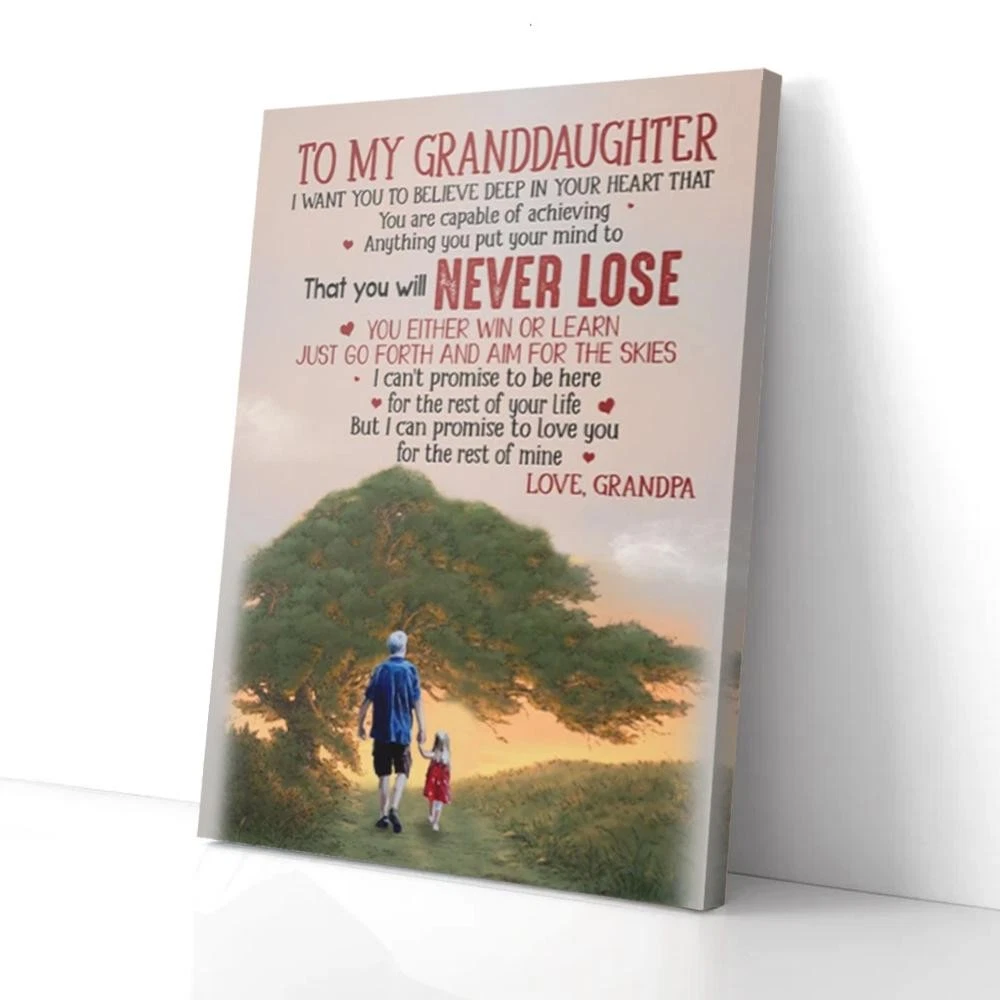 Poster To My Granddaughter You Will Never Lose Grandpa- UNFRAMED Poster ...