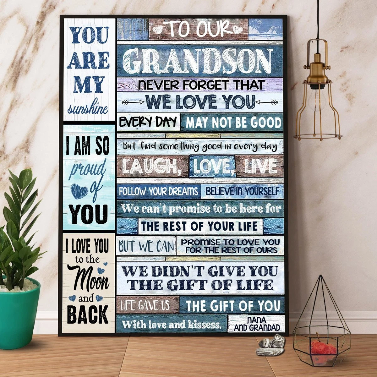 Poster To My Our Grandson You Are My Sunshine - UNFRAMED Poster Prints ...
