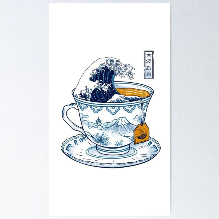 Poster Great Wave Tea Cup - Unframed Poster, 24x36 - Walmart.com
