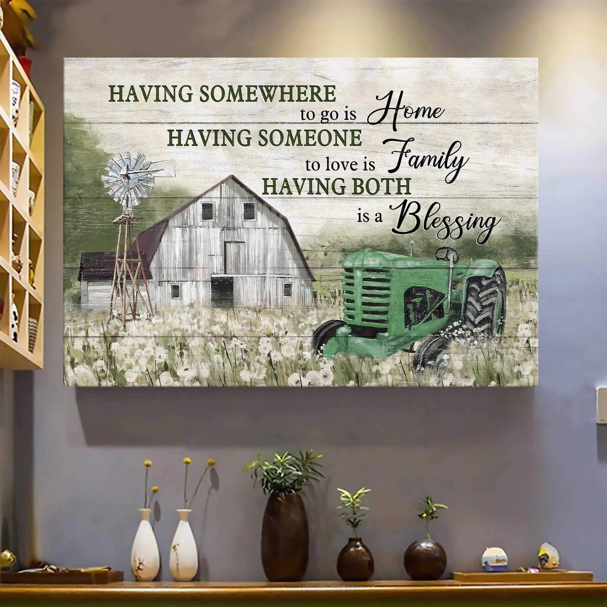 Poster Green Tractor - Having Somewhere To Go Is Home - Jesus Landscape ...