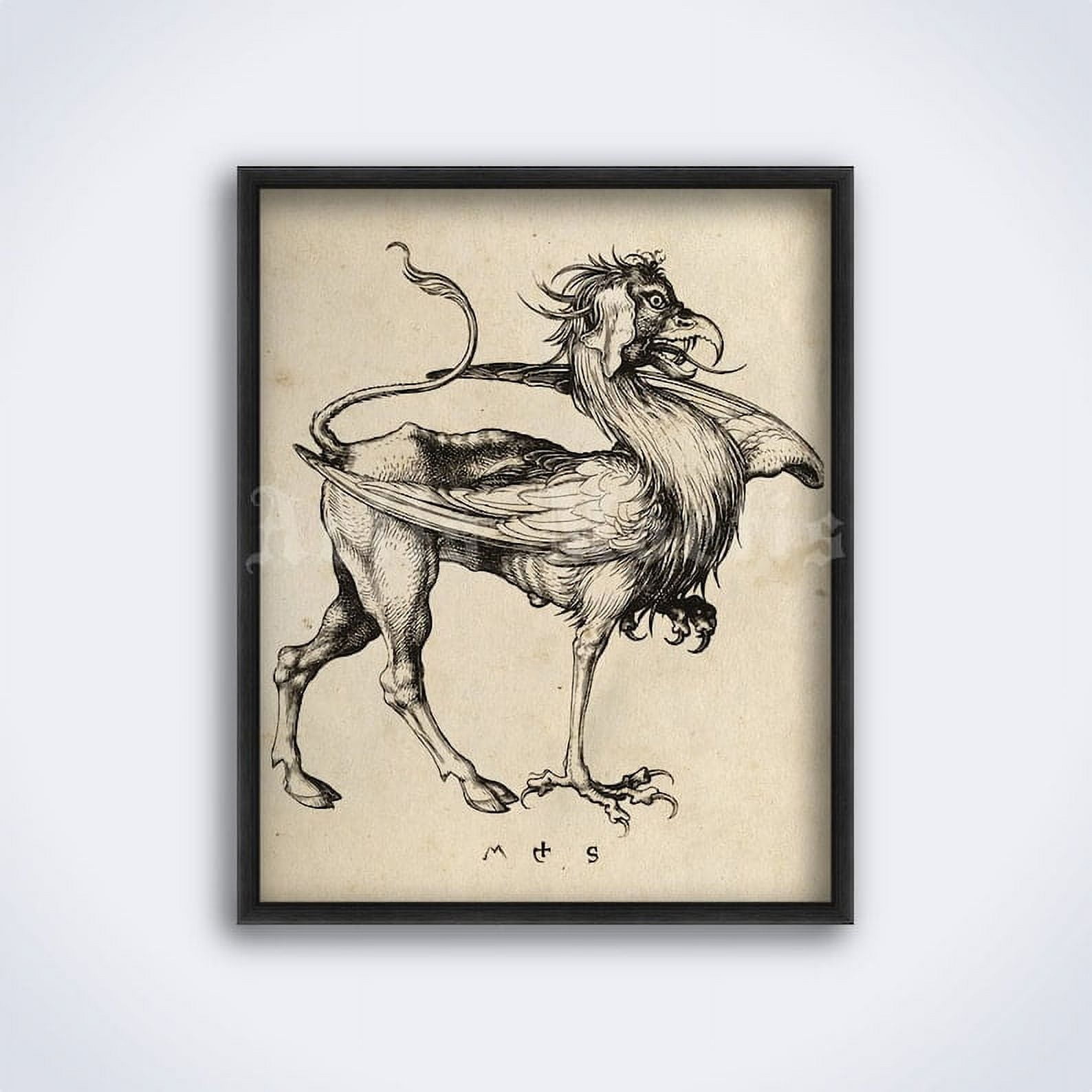 Poster Griffin - medieval bestiary art, fantasy, monster, beast, lion ...