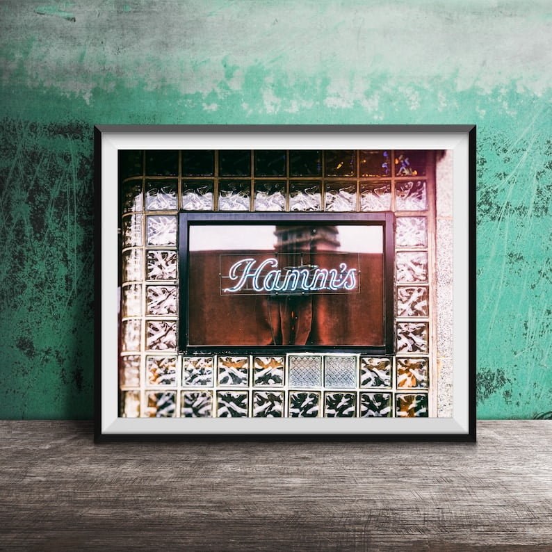 Poster HAMM'S Beer, Dive Bar Sign - Bar Art Photography Print - Neon ...