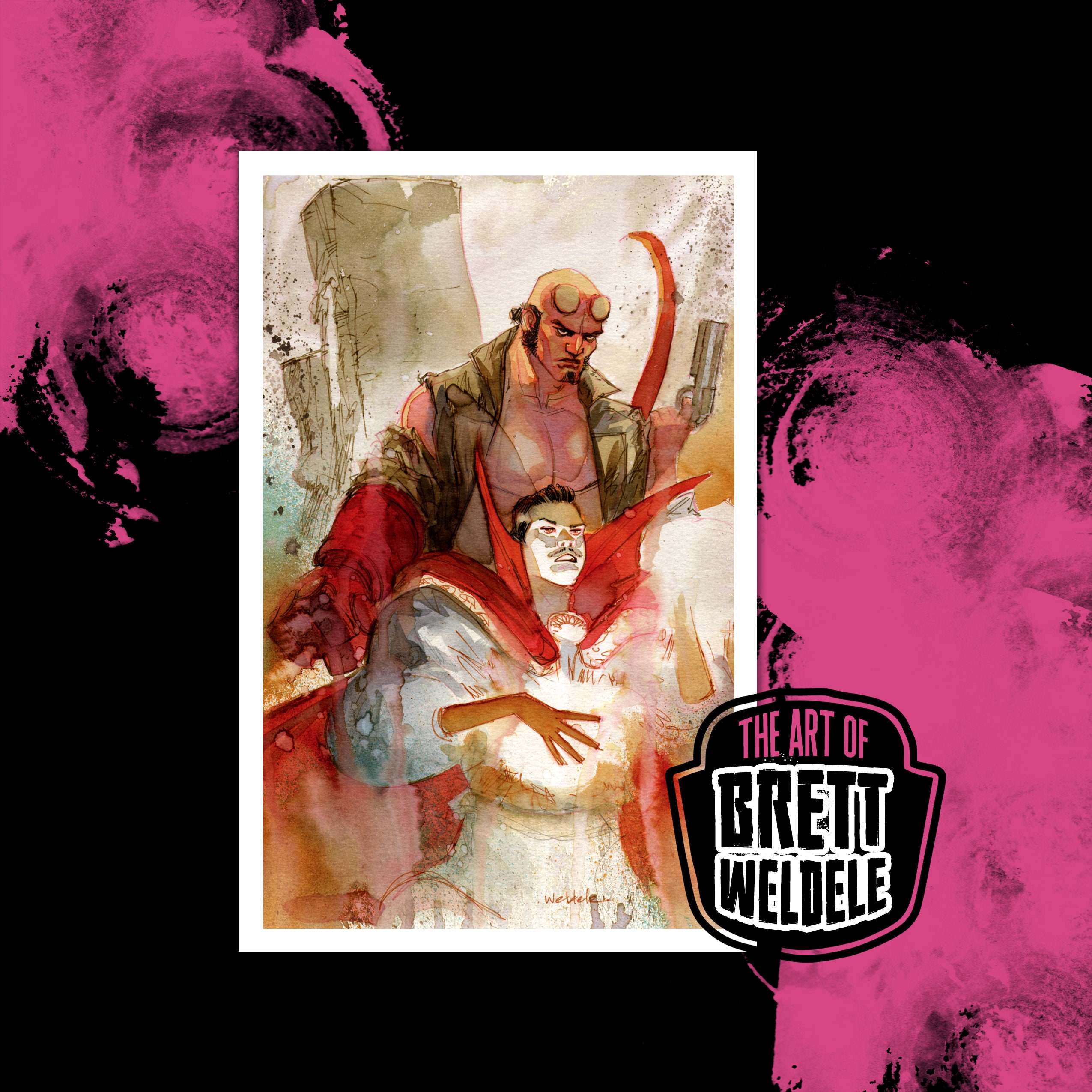 Poster HELLBOY and DR STRANGE - watercolor art print - pop culture ...