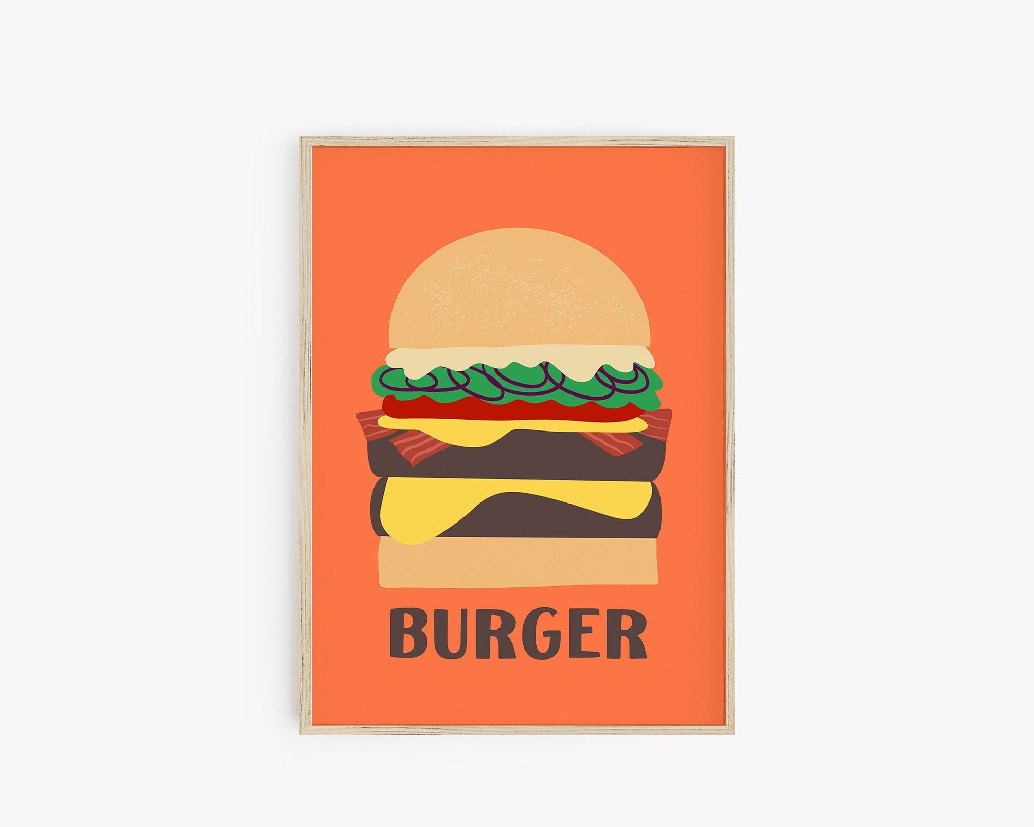 Poster Hamburger Poster Print, Food Art Print, Preppy Room Decor, Teen ...