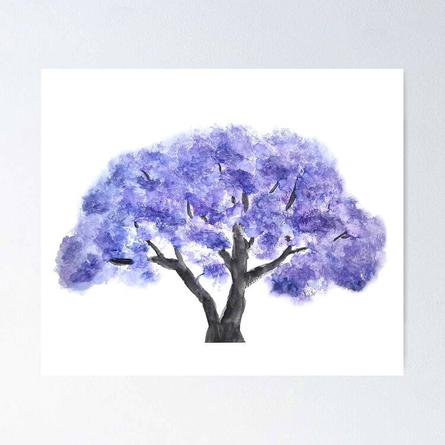 Poster Hand Painted Indigo Blue Jacaranda Mimosifolia Flowering Tree ...