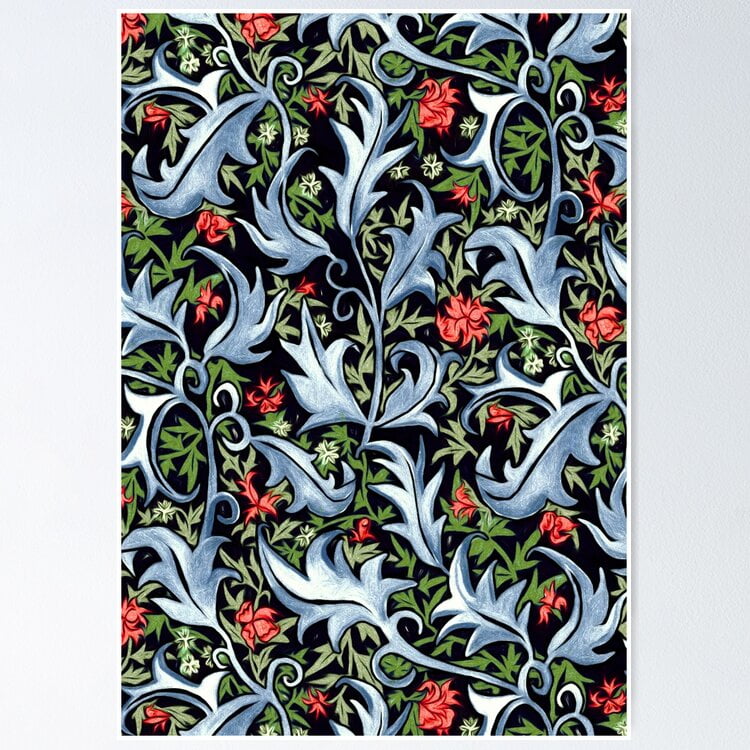 Poster Hand Painted Wax Art Nouveau Vines Poster - No Framed, Vintage ...