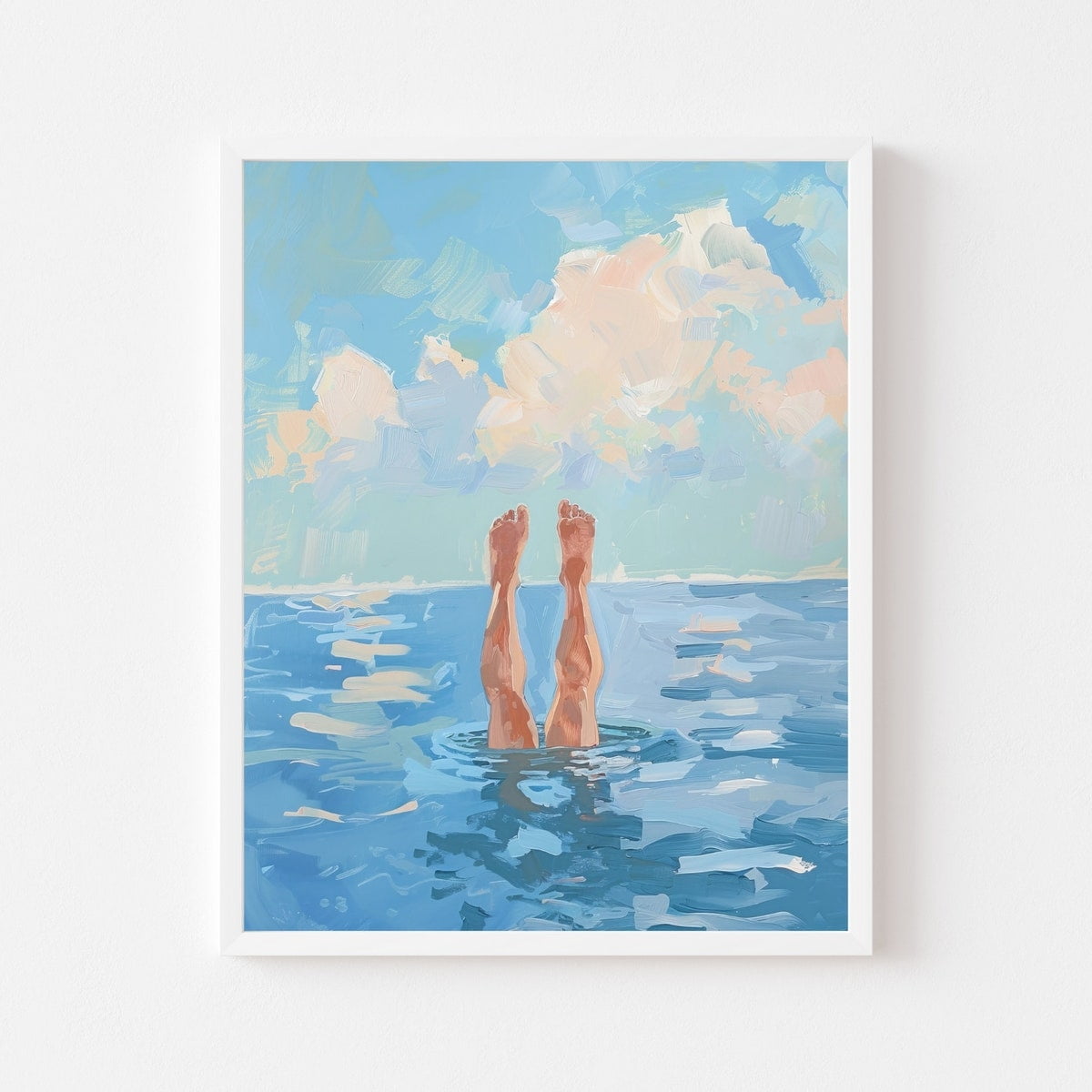 Poster Handstand In The Ocean Painting | Girly Beach House Wall Art ...