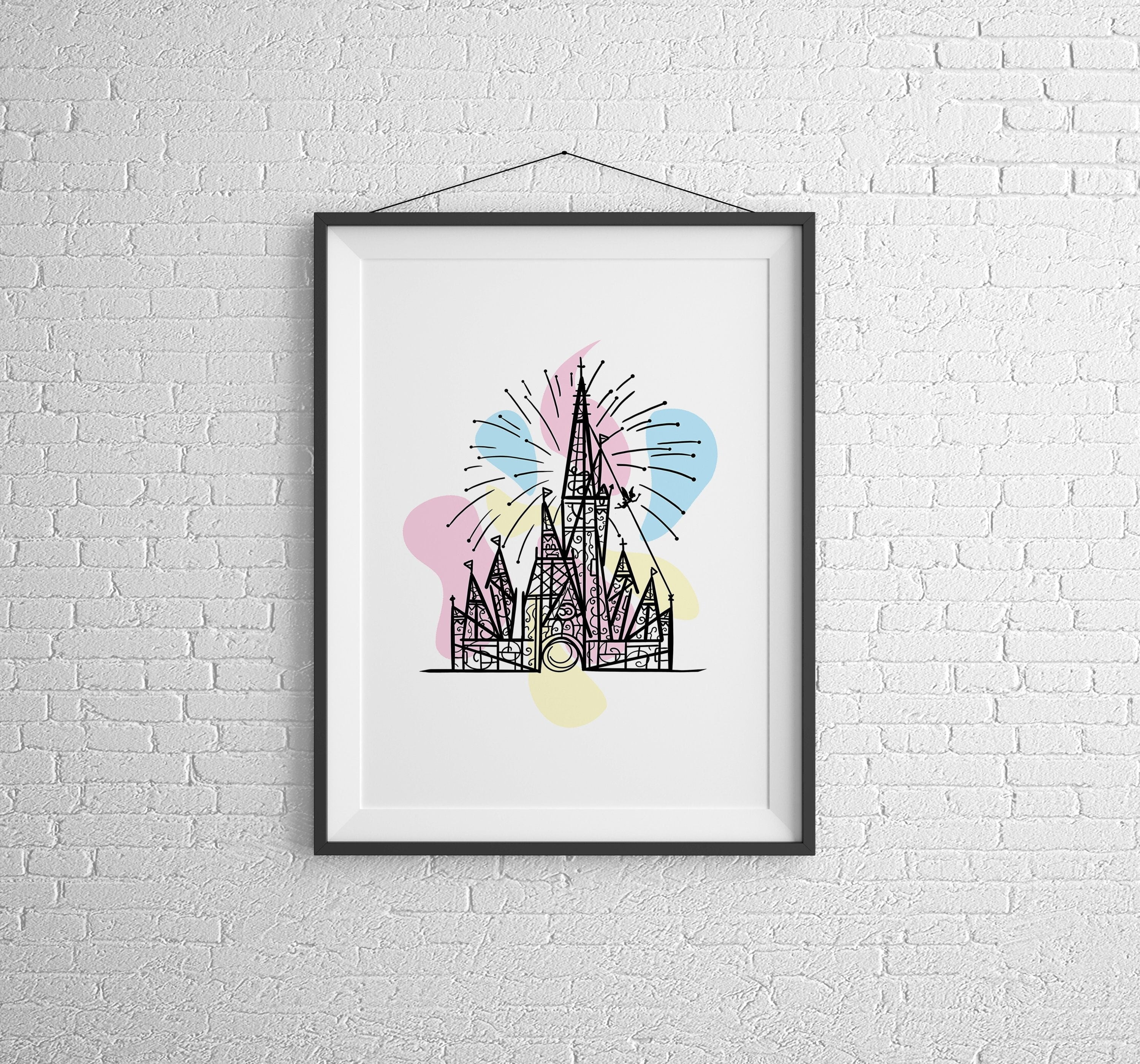 Poster Happily Ever After, Disney Line Art Print, Disney Print, Disney ...