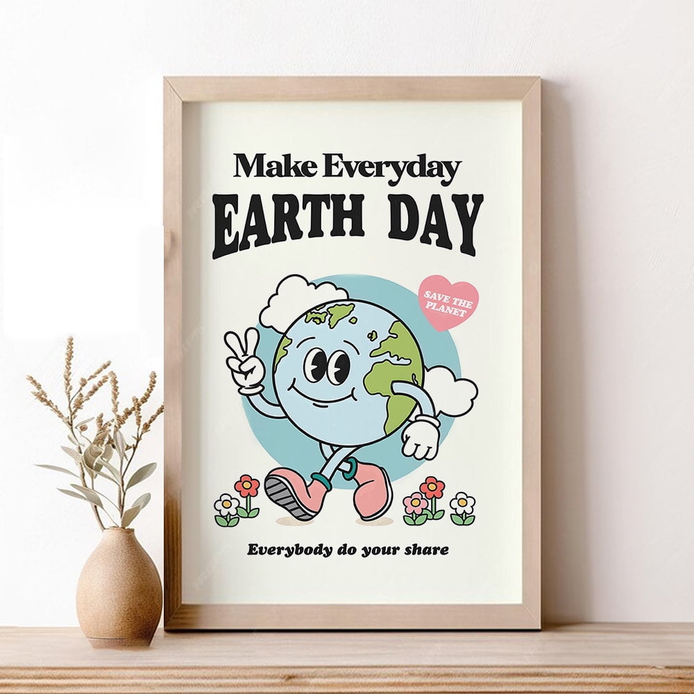 Poster Happy Earth Day Poster , Earth Wall Art, Modern Aesthetic Poster ...