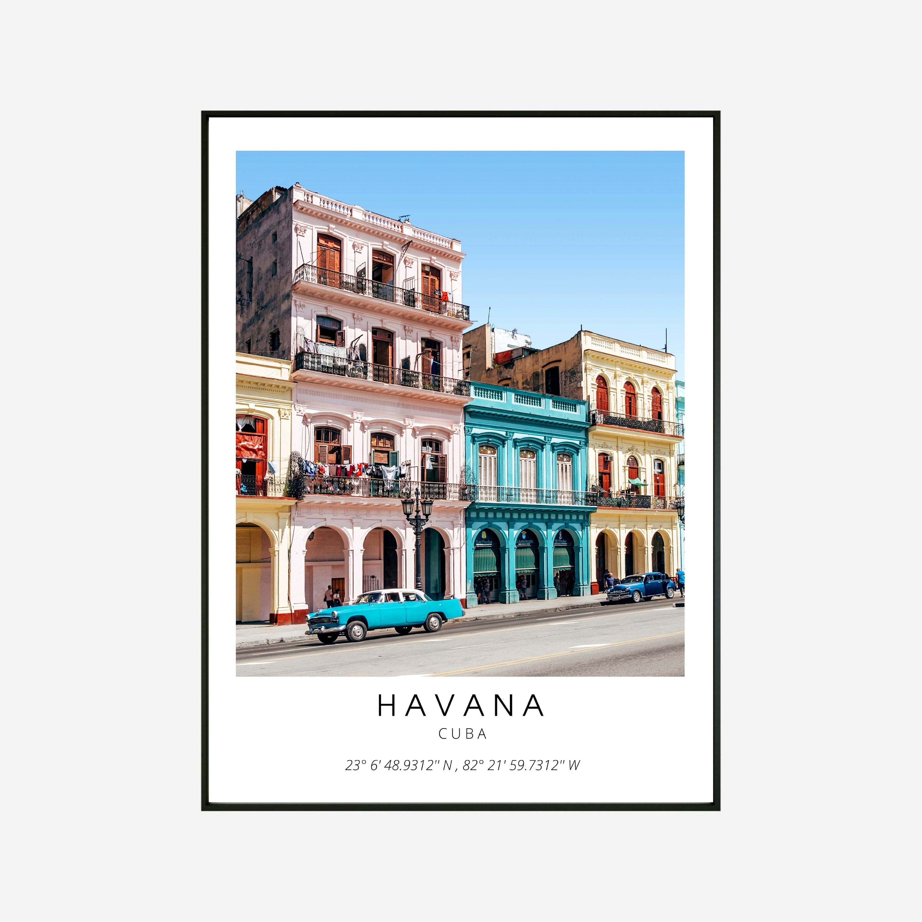 Poster Havana WallArt-Cuba Travel Poster -Cuba Coordinates-- Home Decor ...