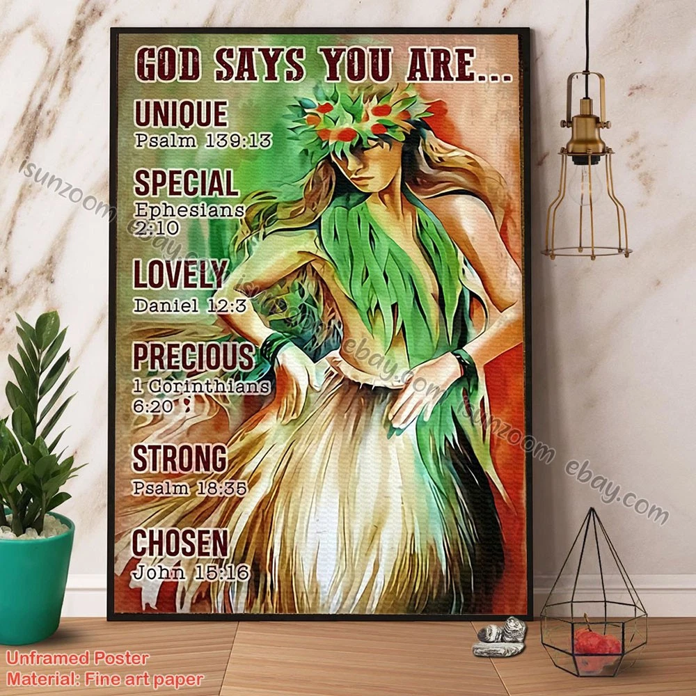 Poster Hawaii Hula God Says You Are Unique Specialance Lovely Girl ...