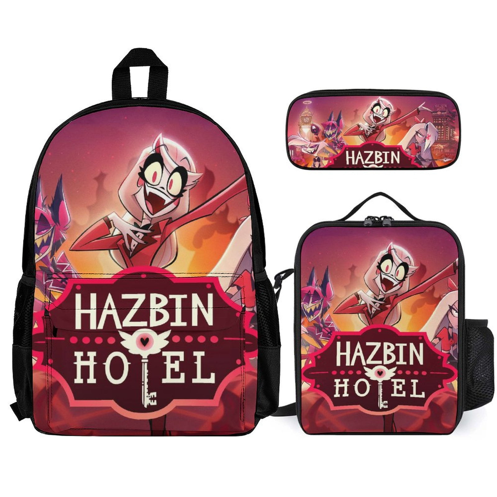 Poster Hazbin Hotel Schoolbag 3-Pieces Set With Pencil Case Lunch Bag ...