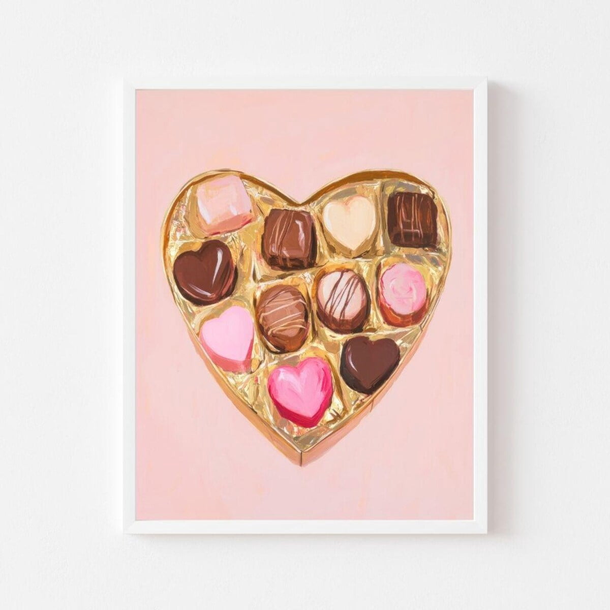 Poster Heart Shaped Box Of Chocolates Painting | Valentine'S Day Wall ...