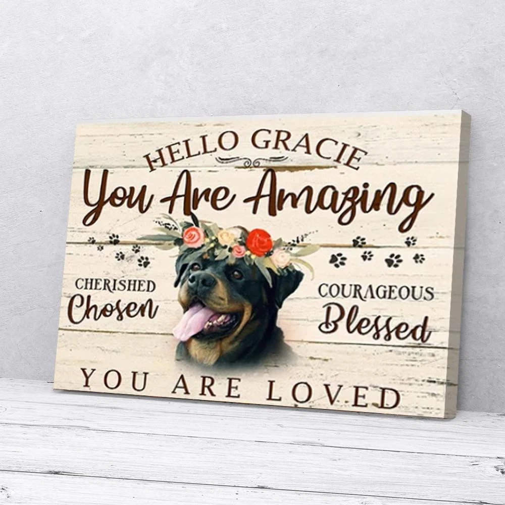 Poster Hello Grace You'Re Amazing You Are Loved Rottweiler- UNFRAMED ...