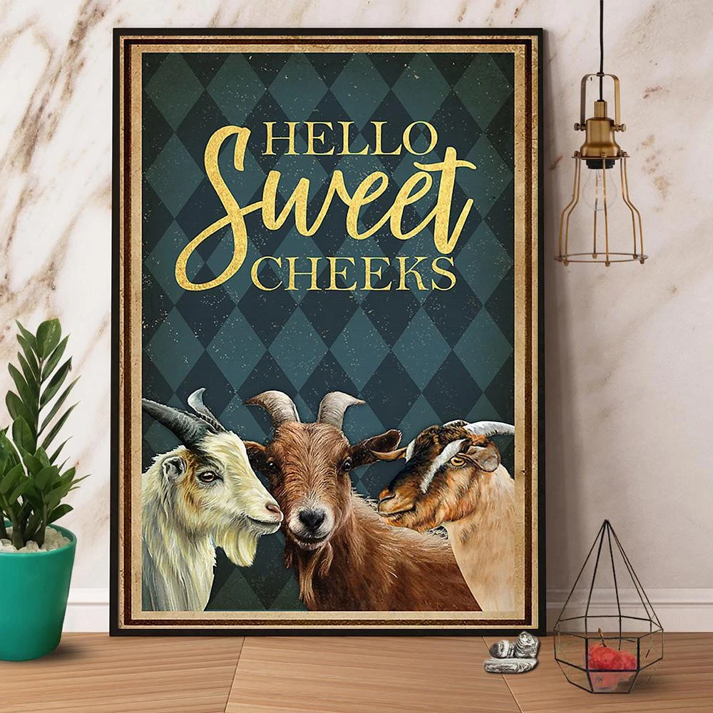 Poster Hello Sweet Cheeks Goat Retro - UNFRAMED Poster Prints, Wall Art ...