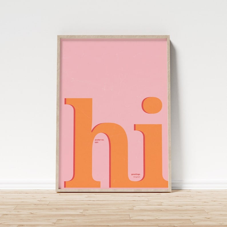 Poster Hi Poster , Textured Pink Orange, Hello Graphic Design ...