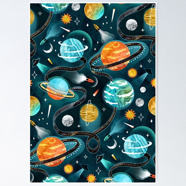 Poster Highway To Intergalactic Adventures Poster - No Framed, Vintage ...