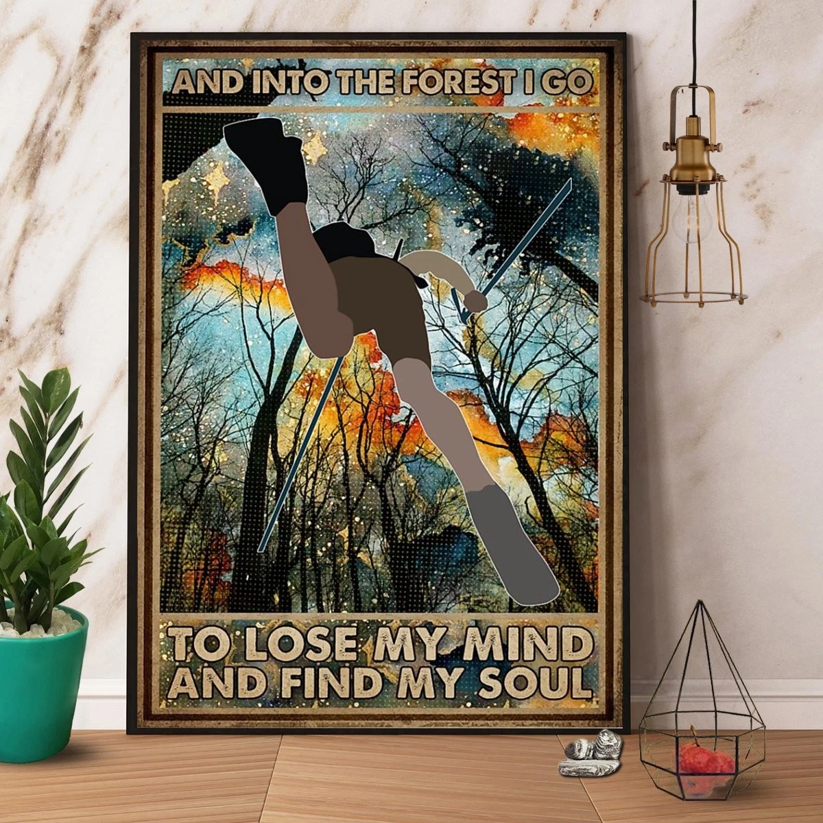 Poster Hiking Girl Into The Forest To Lose My Mind And Find My Soul Yello- UNFRAMED Poster ...