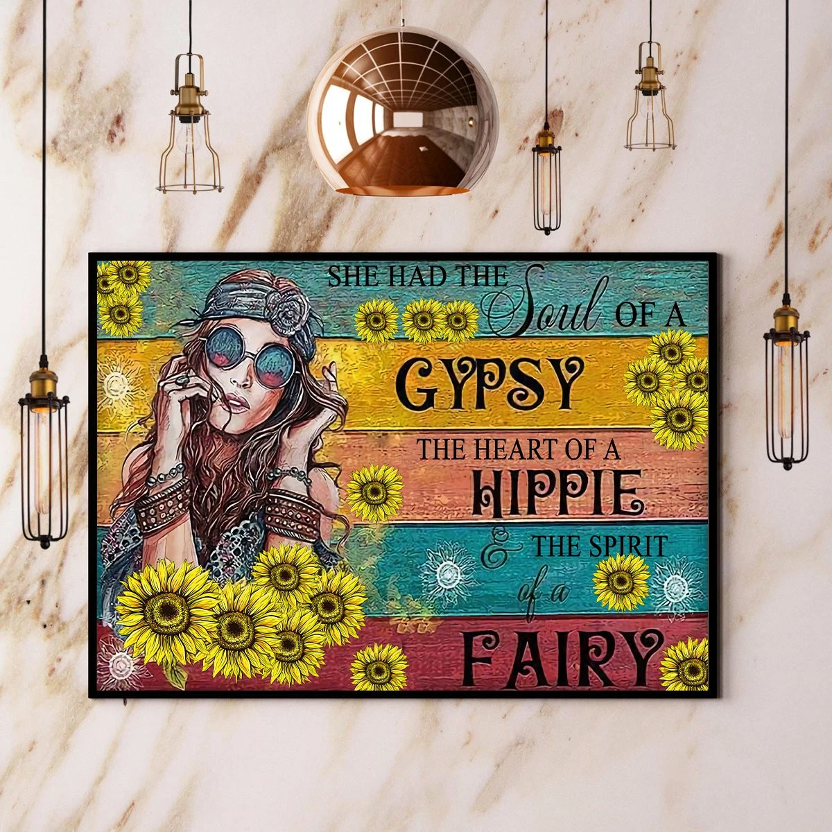 Poster Hippie Girl Sunflower She Had The Soul Of A Gypsy The Heart Of ...