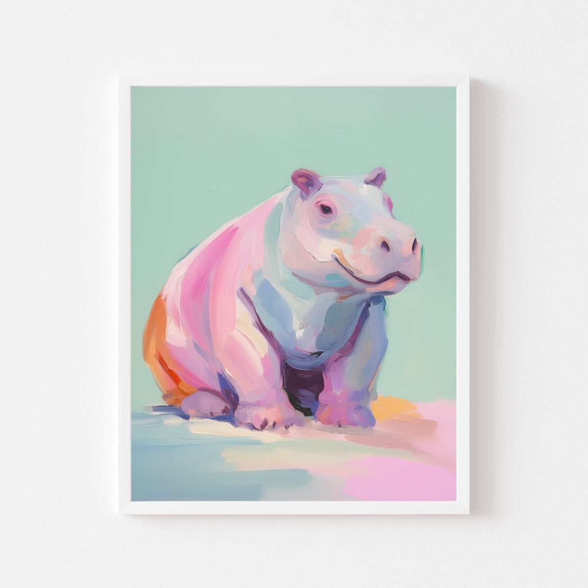 Poster Hippo Painting | Digital Print | Maximalist Wall Decor | Nursery ...