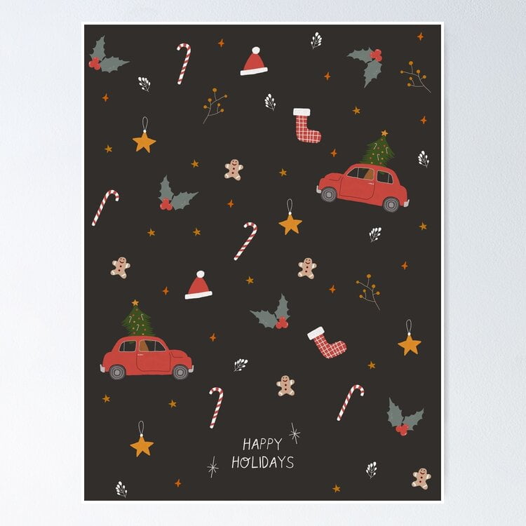 Poster Ho! Ho! Ho! Happy Holidays! - Unframed Poster, 12x18 - Walmart.com